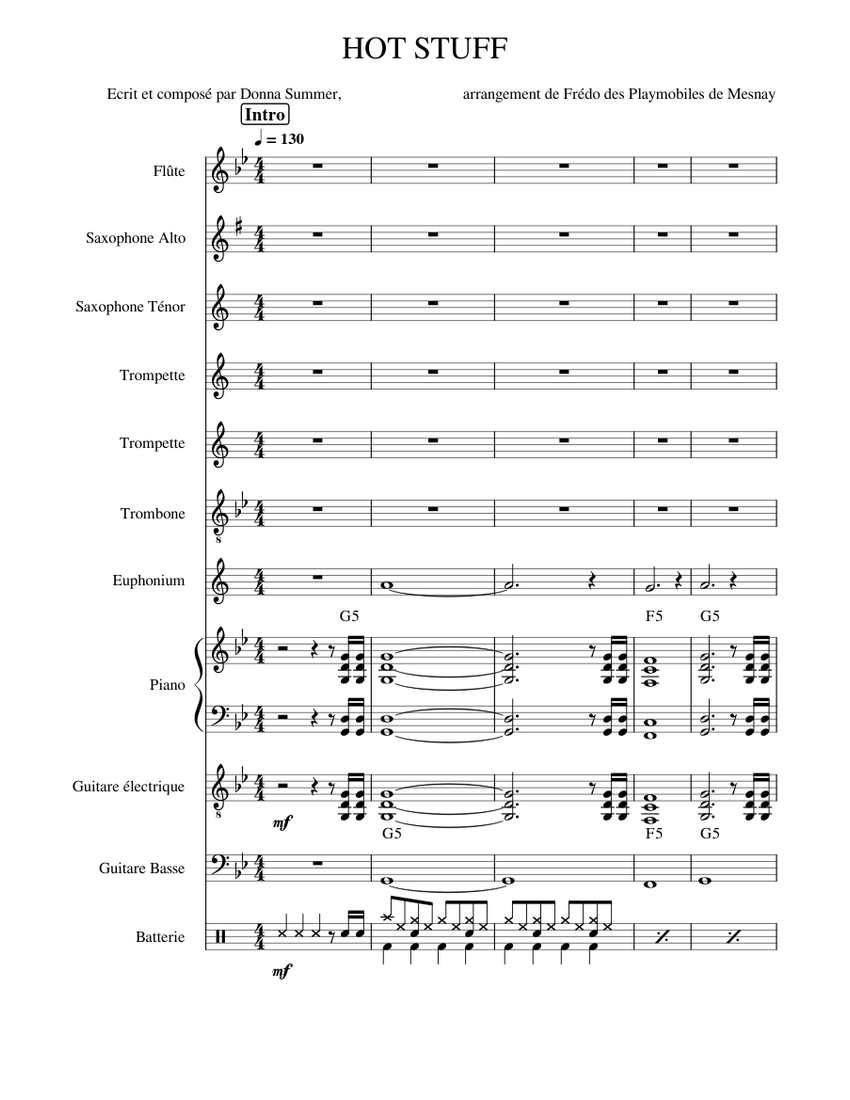 HOT_STUFF Sheet Music with Chords for Piano, Trombone, Euphonium, Flute ...