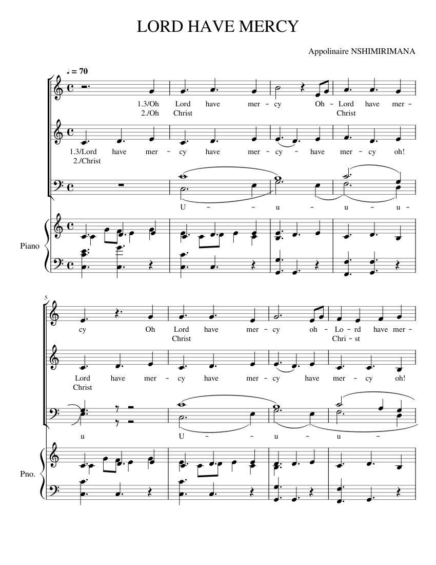 LORD HAVE MERCY Sheet Music for Piano, Soprano, Alto, Tenor & more ...