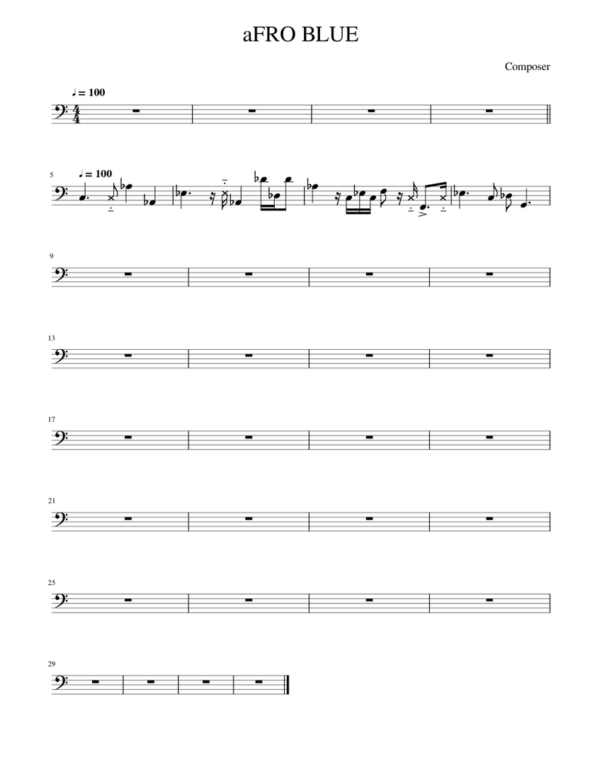 aFRO BLUE (bass line/Glasper) Sheet Music for Bass guitar (Solo ...