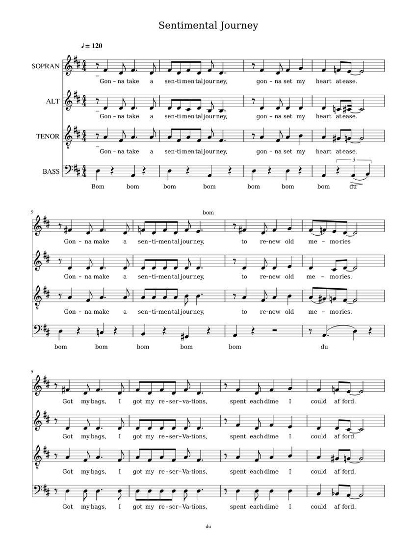 0 20180214 Sentimental Journey Sheet Music for Bass guitar (Solo ...