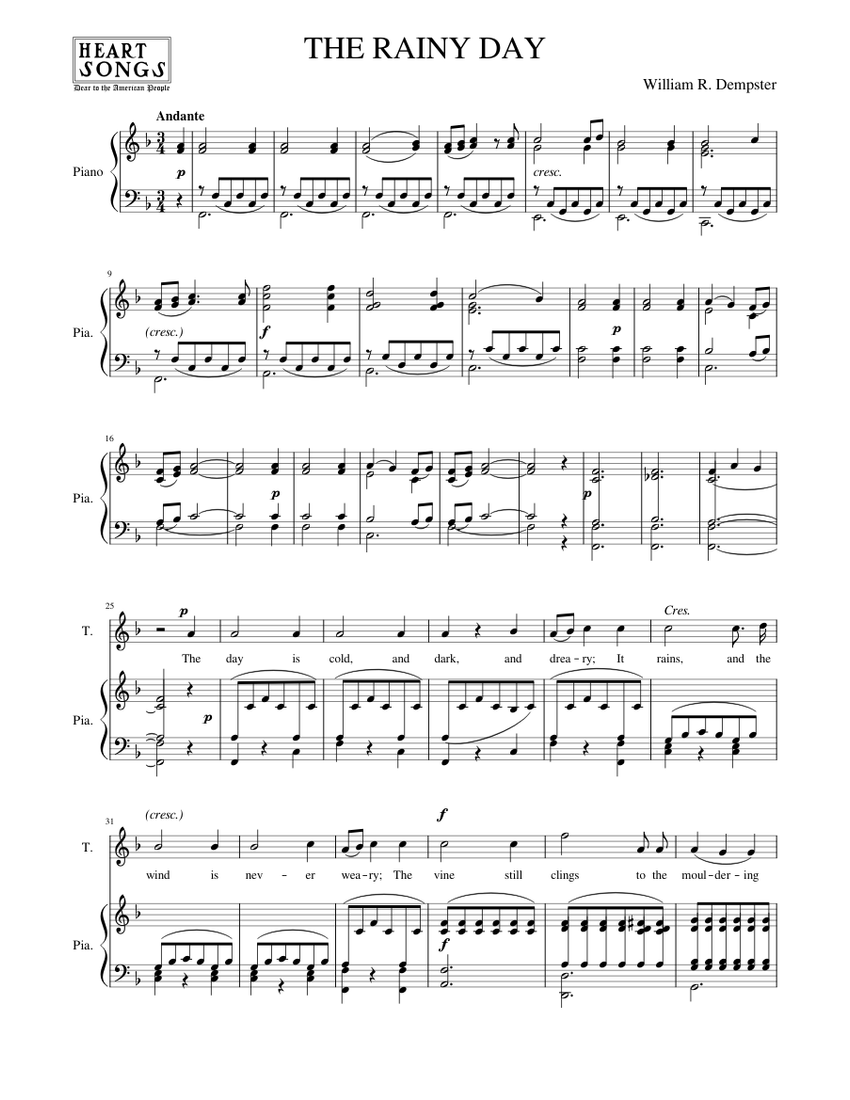 THE RAINY DAY Sheet music for Piano, Tenor (Piano-Voice) | Musescore.com