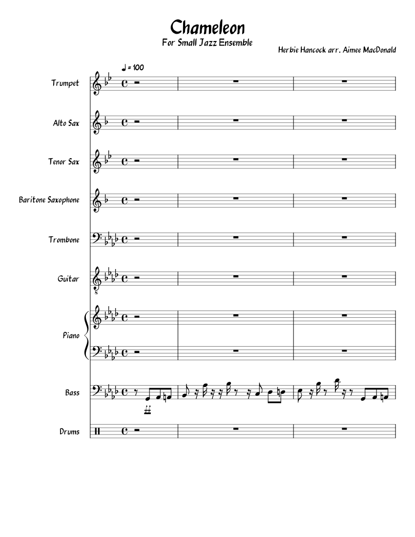 Chameleon for Jazz Combo Sheet Music with Chords for Piano, Trombone ...