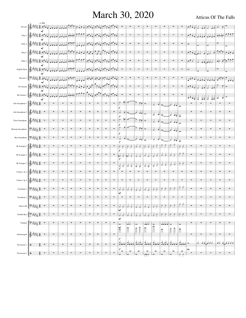 March 30, 2020 Sheet music for Trombone, Tuba, Flute piccolo, Flute ...