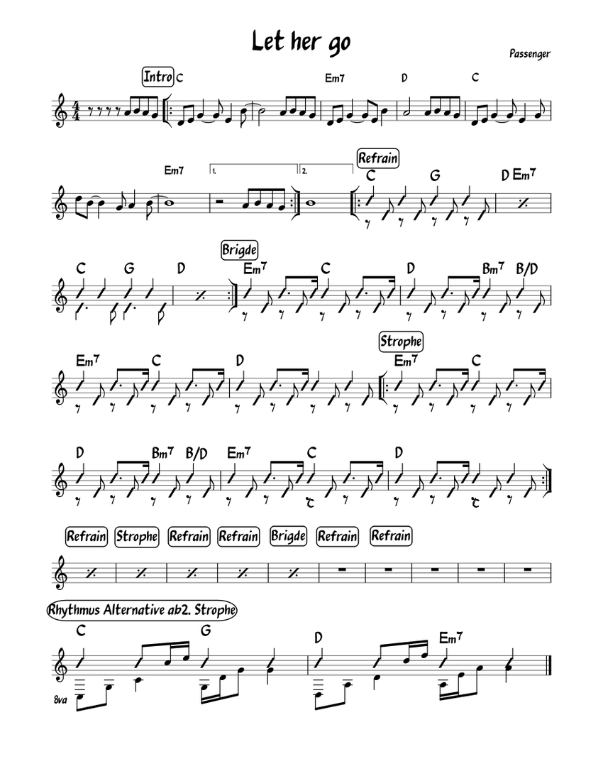Let her go Sheet music for Piano (Solo) Easy | Musescore.com