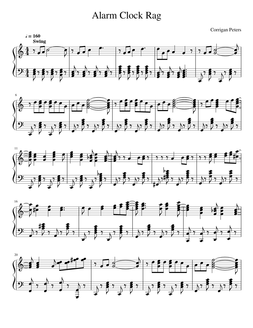 Alarm Clock Rag Sheet Music for Piano (Solo) | MuseScore.com