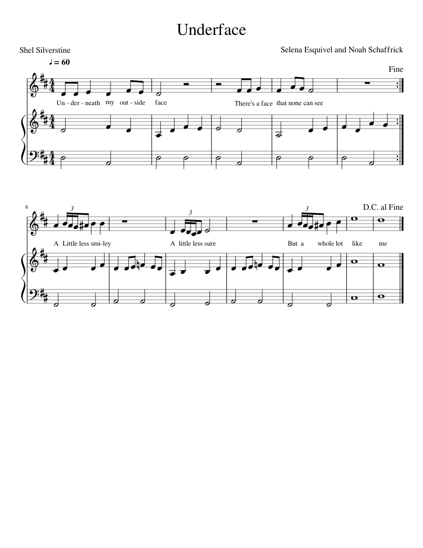 Underface Sheet music for Piano, Vocals (Piano-Voice) | Musescore.com