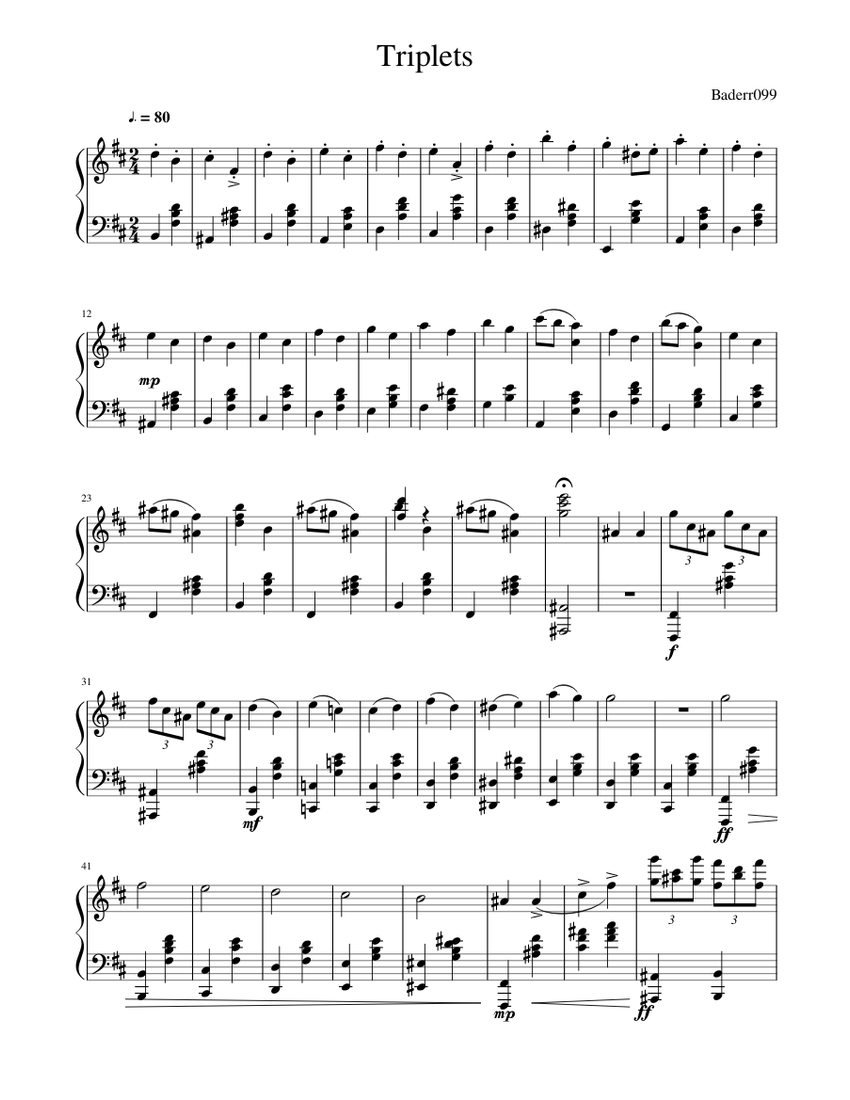 triplets Sheet music for Piano (Solo) | Musescore.com