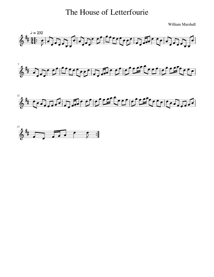 William Marshall - The House of Letterfourie Sheet music for Piano ...