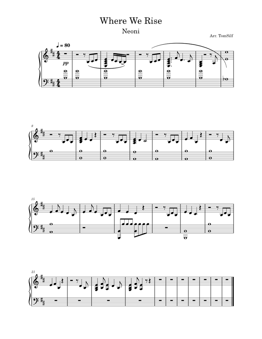 Where We Rise Sheet music for Piano (Solo) Easy | Musescore.com