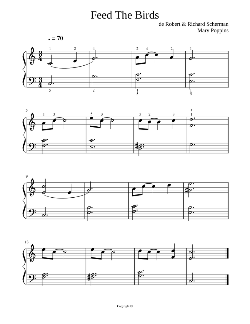 Feed The Birds - Marry Poppins Sheet Music for Piano (Solo) | MuseScore.com