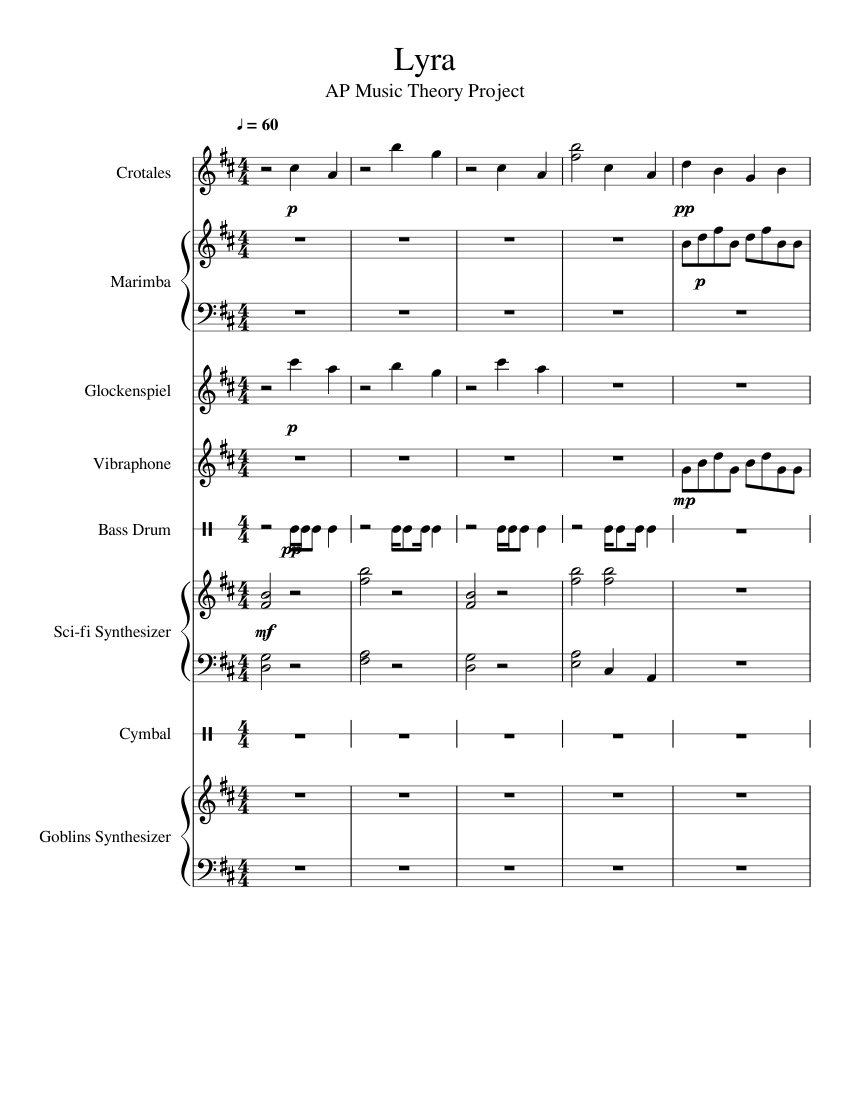 Lyra Sheet music for Vibraphone, Glockenspiel, Crash, Bass drum & more ...