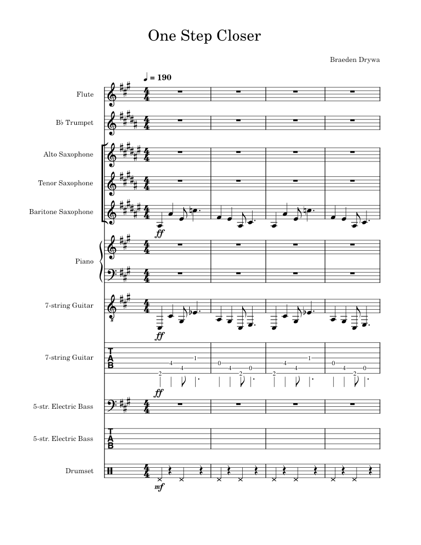 One step closer – Linkin Park One Step Closer Sheet Music and Tab for ...