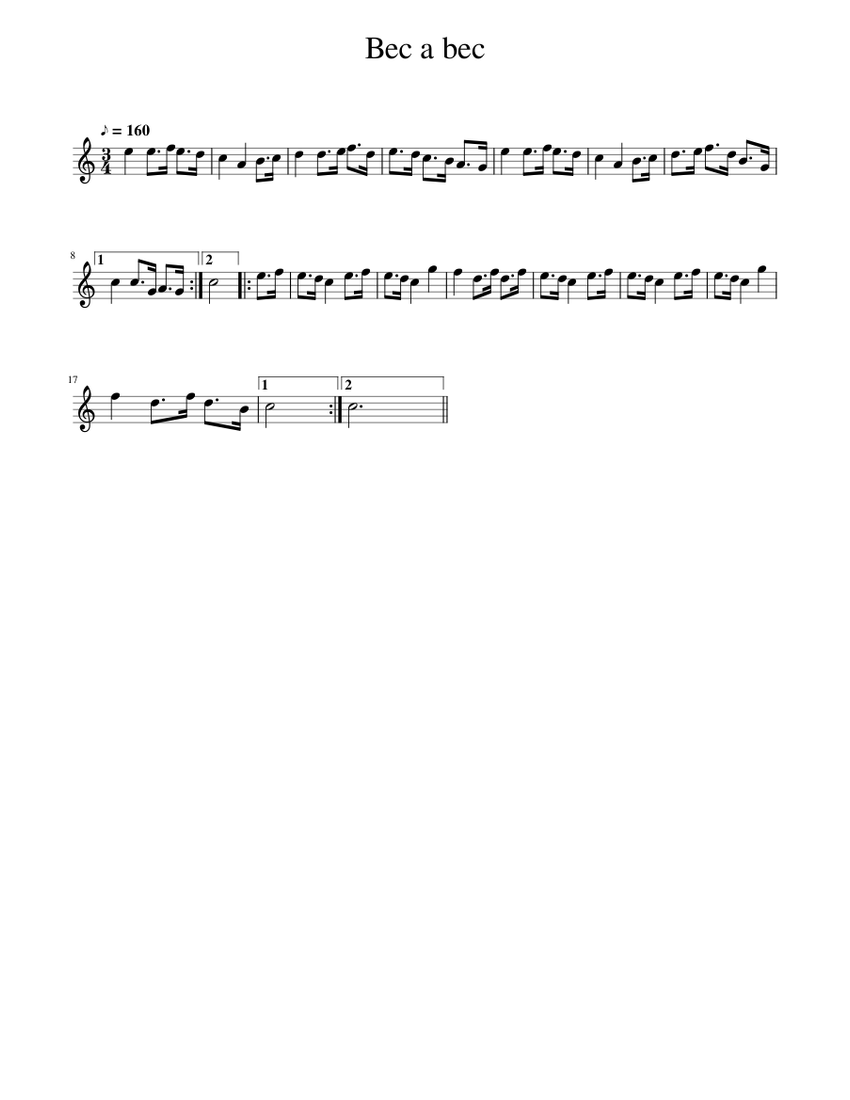 Bec a bec Sheet music for Piano (Solo) Easy | Musescore.com