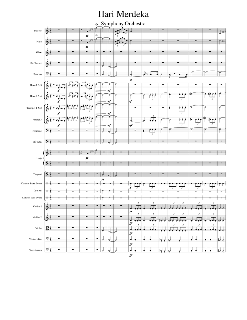 Hari Merdeka Sheet Music for Trombone, Tuba, Flute piccolo, Flute ...