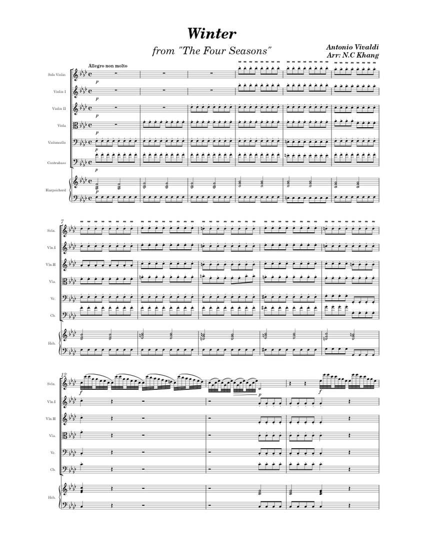Winter (The Four Seasons) – A. Vivaldi Sheet Music for Harpsichord ...