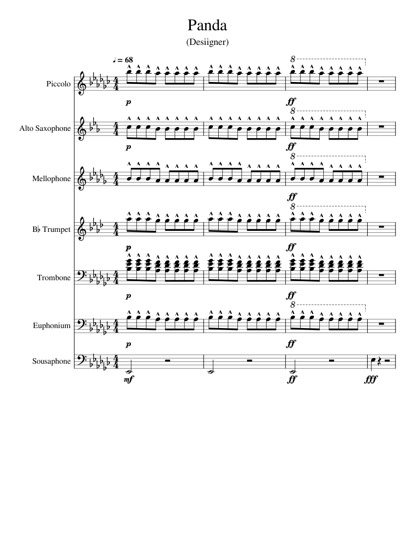 Panda Sheet music for Trombone, Euphonium, Mellophone, Flute piccolo ...
