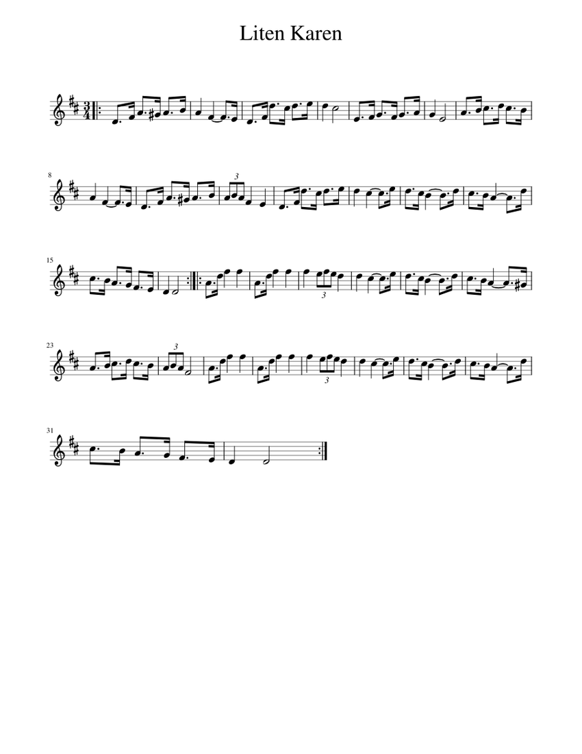 Liten Karen Sheet music for Piano (Solo) Easy | Musescore.com