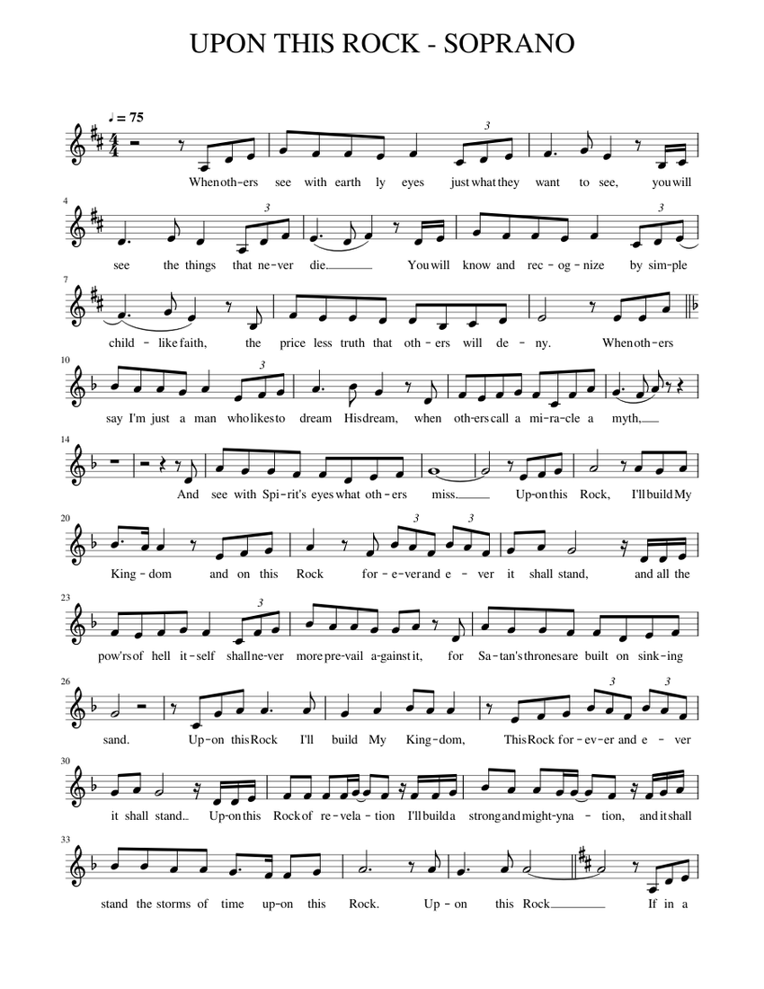 UPON THIS ROCK - SOPRANO Sheet Music for Piano (Solo) Easy | MuseScore.com