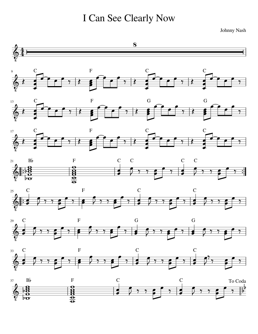 I Can See Clearly Now Sheet Music for Guitar (Solo) | MuseScore.com