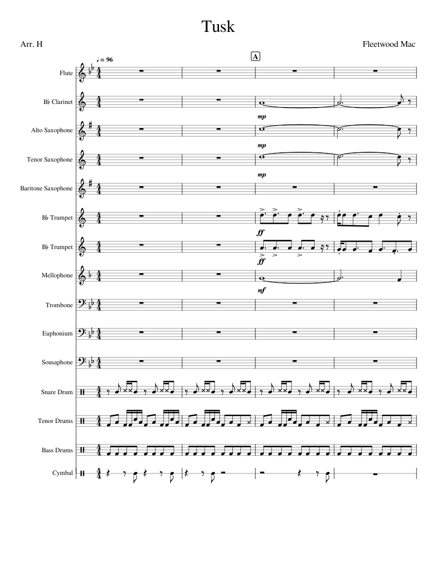 Fleetwood Mac's Tusk for Pep Band Sheet Music for Trombone, Euphonium ...