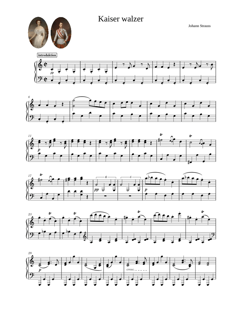 Kaiser-Walzer, Op.437 – Johann Strauss Jr. Kaiser-Walzer – Johann Strauss Sheet music for Piano ...
