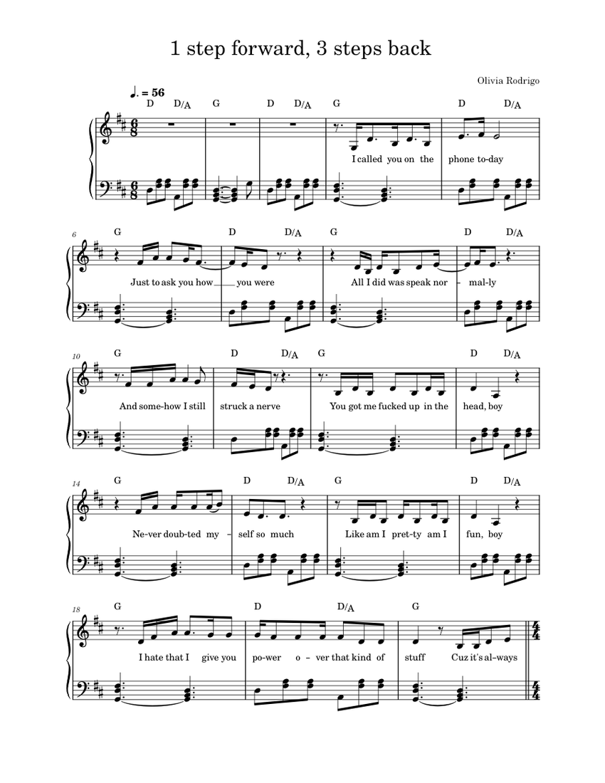1 step forward, 3 steps back – Olivia Rodrigo Sheet music for Piano ...