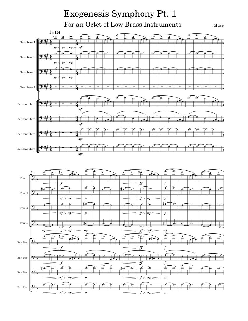 Exogenesis Symphony Pt. 1 Sheet music for Trombone, Baritone horn ...