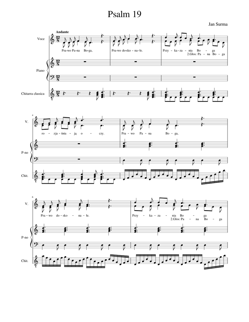 Psalm 19 Sheet music for Piano, Vocals, Guitar (Piano-Voice-Guitar ...