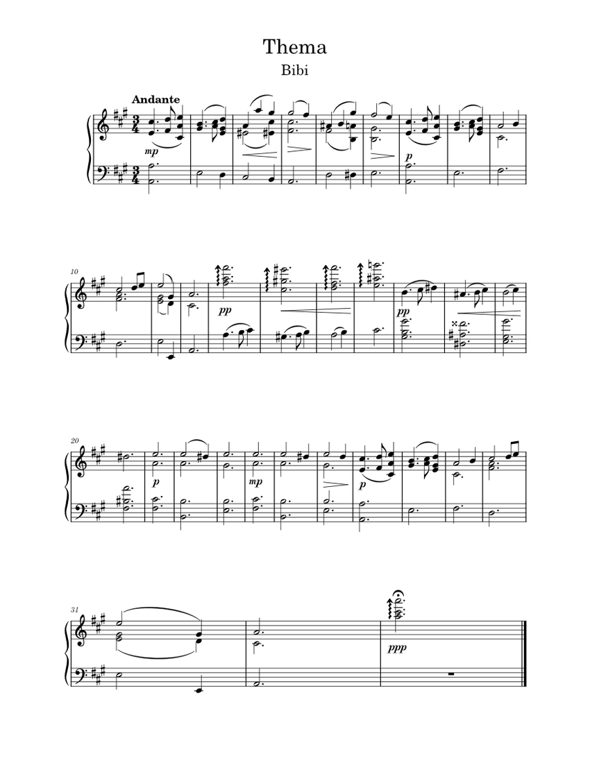 Thema Sheet music for Piano (Solo) Easy | Musescore.com