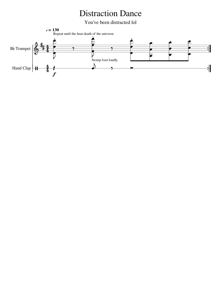 Distraction Dance Sheet Music for Trumpet in b-flat, Hand clap (Mixed ...