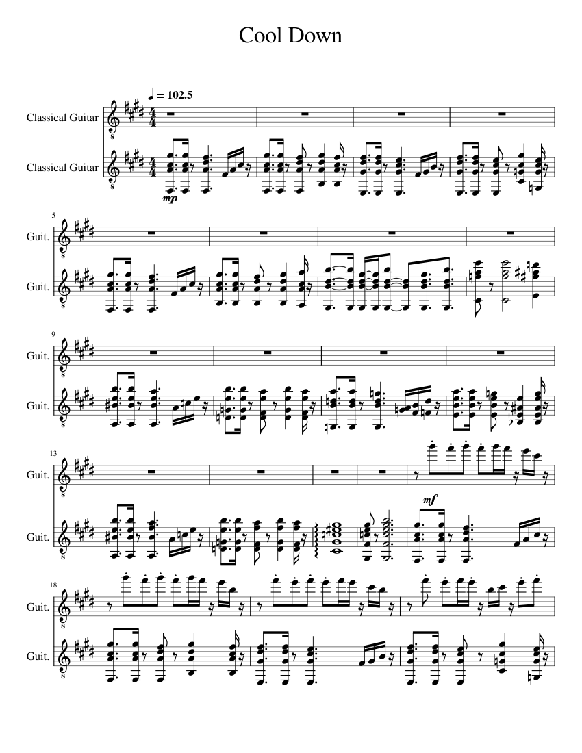 Cool Down - Stray OST – Moresque Sheet music for Guitar (Solo) | Musescore.com