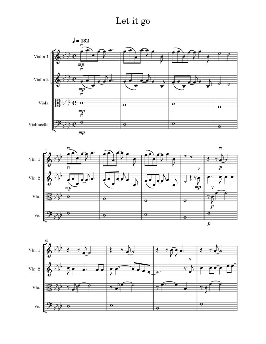 Let It Go – Walt Disney Let It Go – Disney – string quartet Sheet Music ...