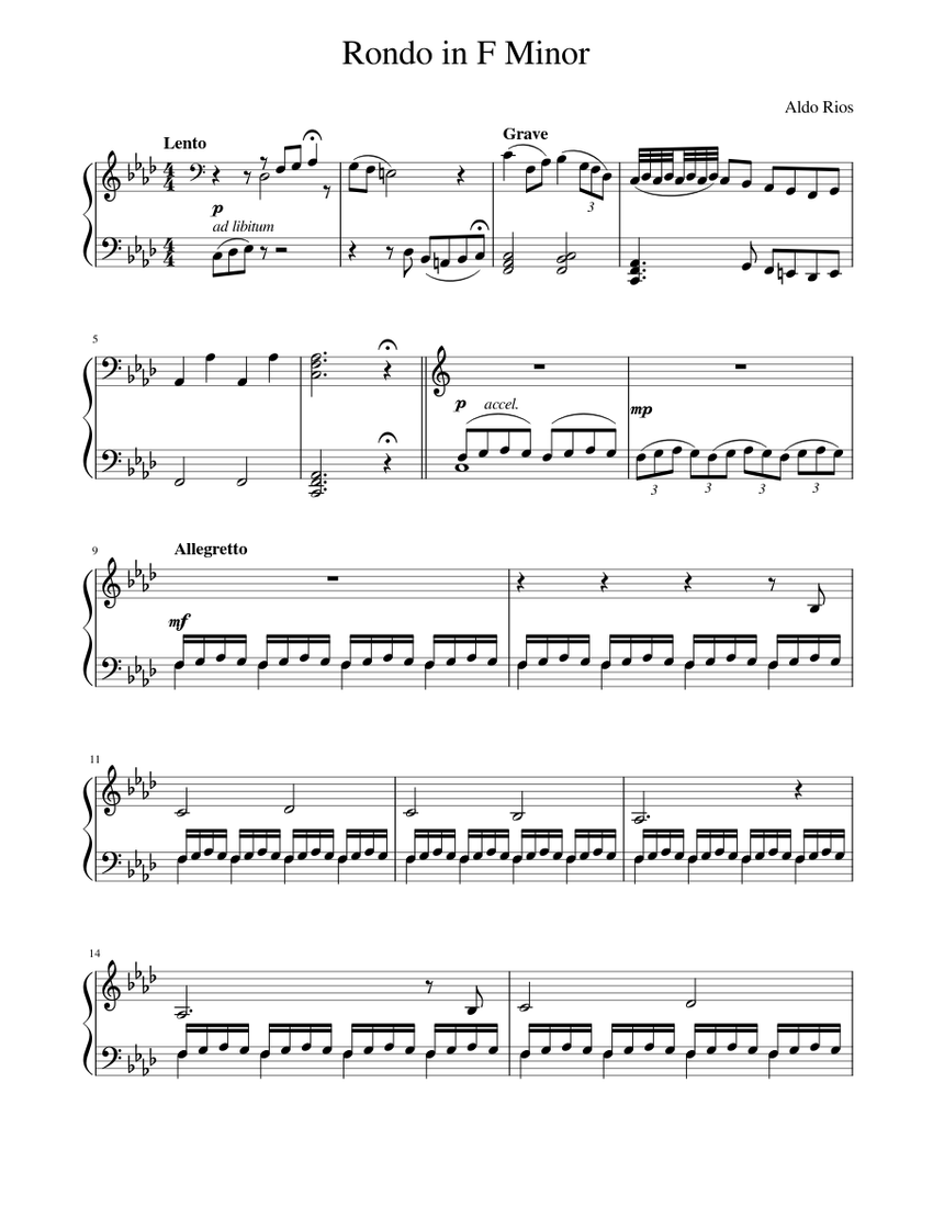 Rondo in F minor, op. 5 Sheet music for Piano (Solo) | Musescore.com
