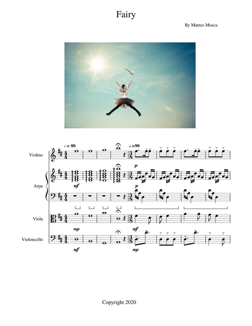Fairy Sheet music for Violin, Viola, Cello, Harp (Mixed Quartet ...