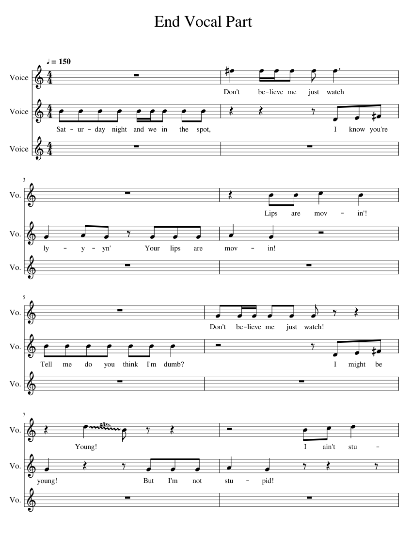 End Vocal Part Thing Sheet music for Vocals (Choral) | Musescore.com