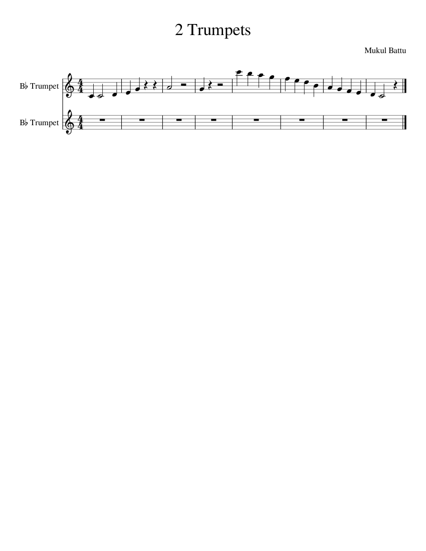 2 Trumpets Sheet music for Trumpet in b-flat (Brass Duet) | Musescore.com