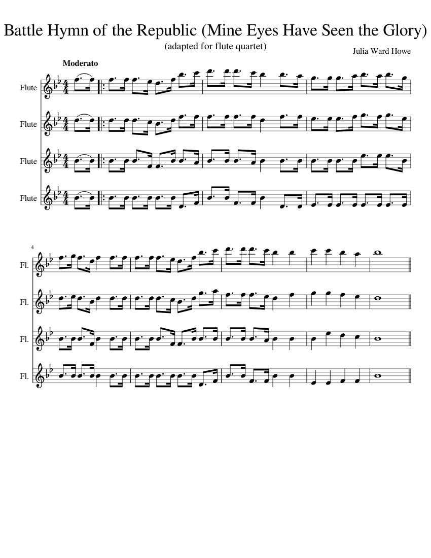 Battle Hymn of the Republic (Mine Eyes Have Seen the Glory) Sheet Music ...