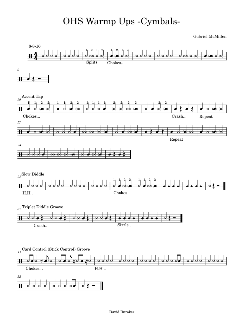 OHS_Warmp_Ups_-Cymbals- Sheet Music for Crash (Solo) | MuseScore.com