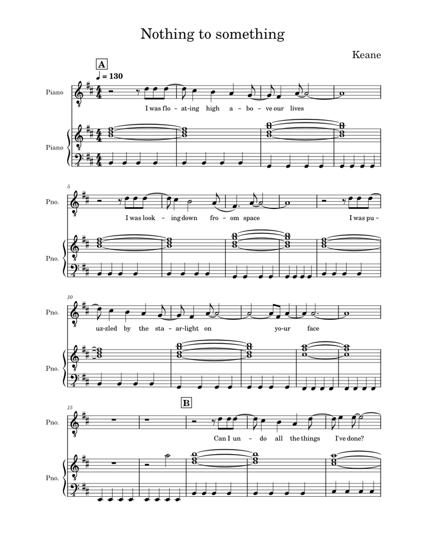 Nothing to Something – Keane nothing to something Sheet Music for Piano ...
