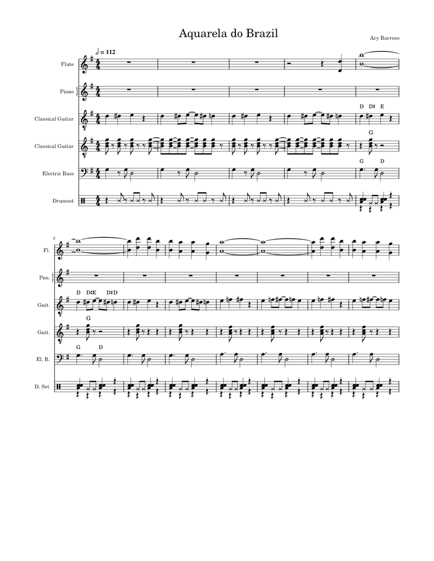 Brazil – Ary Barroso Brazil Sheet Music with Chords for Piano, Flute ...