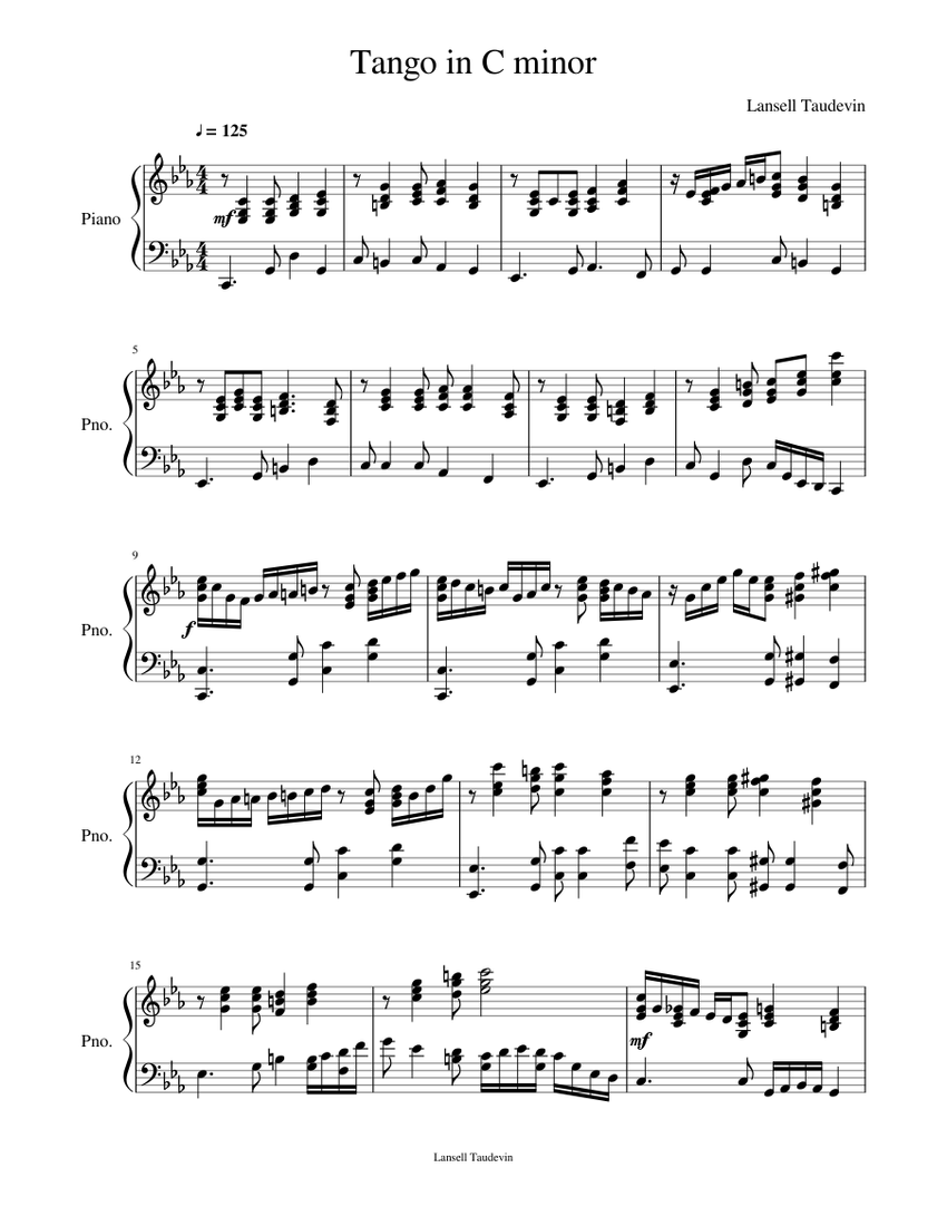 Tango in C minor Sheet Music for Piano (Solo) | MuseScore.com