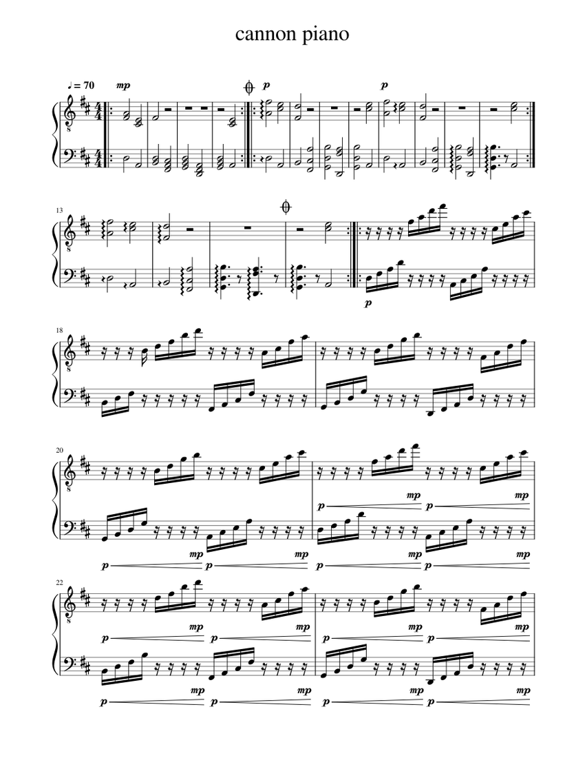 cannon piano Sheet music for Piano (Solo) Easy | Musescore.com
