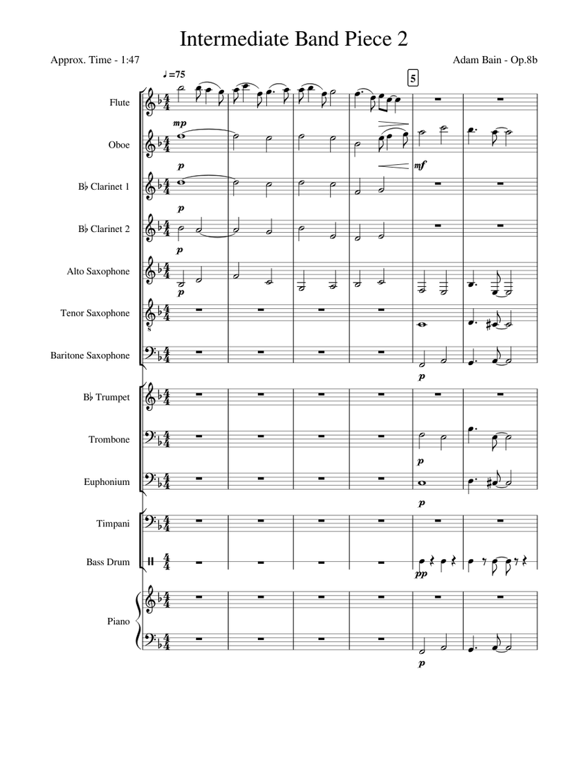 Intermediate Band Piece 2 Sheet music for Piano, Trombone, Euphonium ...