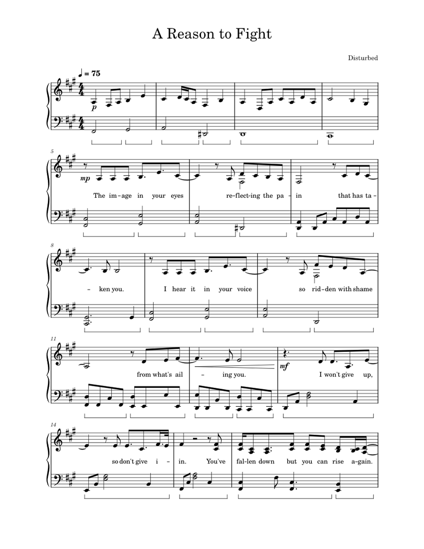 A Reason to Fight – Disturbed Sheet Music for Piano (Solo) | MuseScore.com