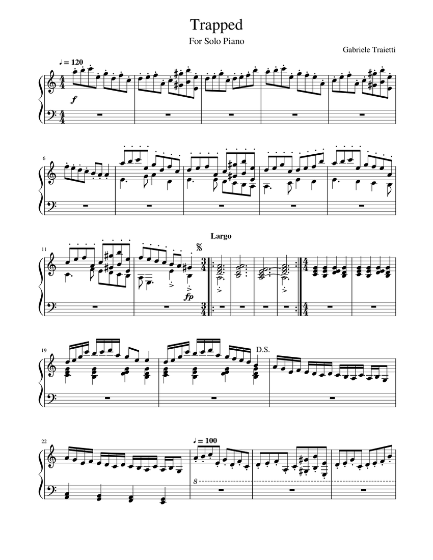 Trapped - Easy Piano Sheet Music for Piano (Solo) | MuseScore.com