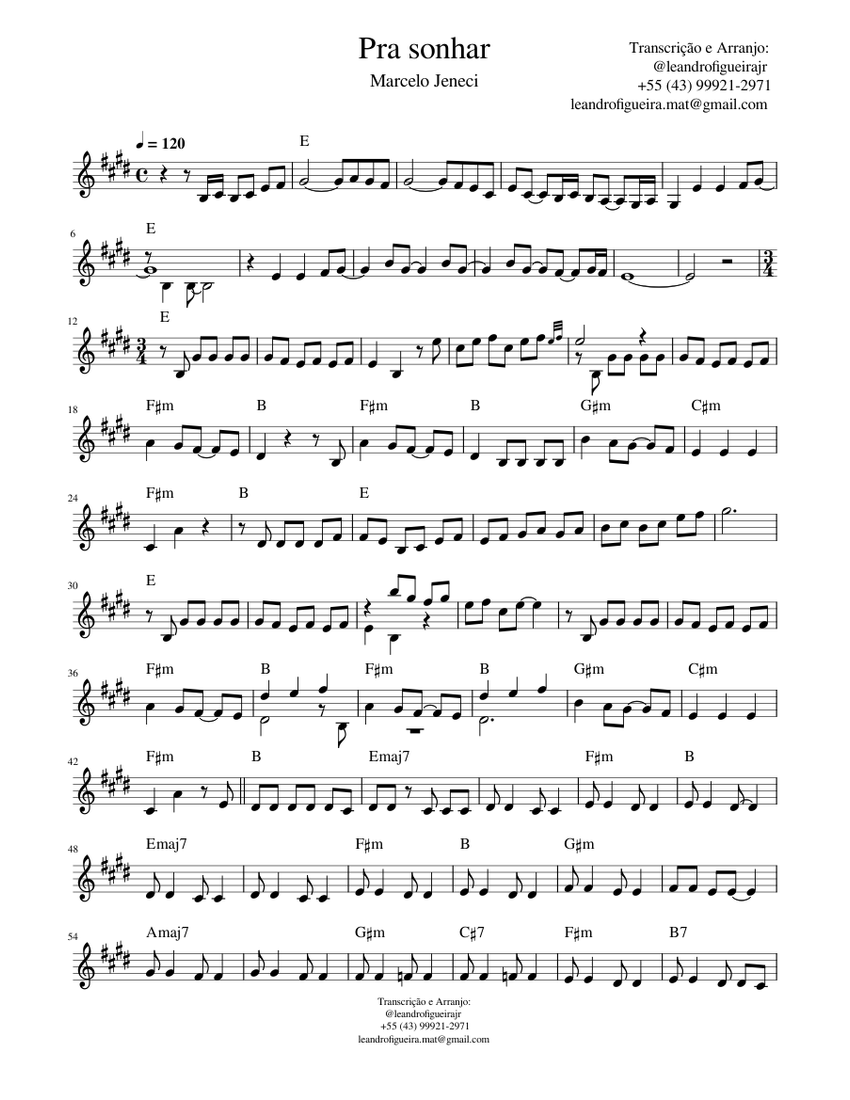 Pra sonhar – Marcelo Jeneci Sheet music for Piano (Solo) Easy ...