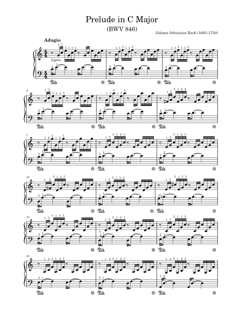 Bach Prelude In C Major – Johann Sebastian Bach Sheet Music for Piano ...