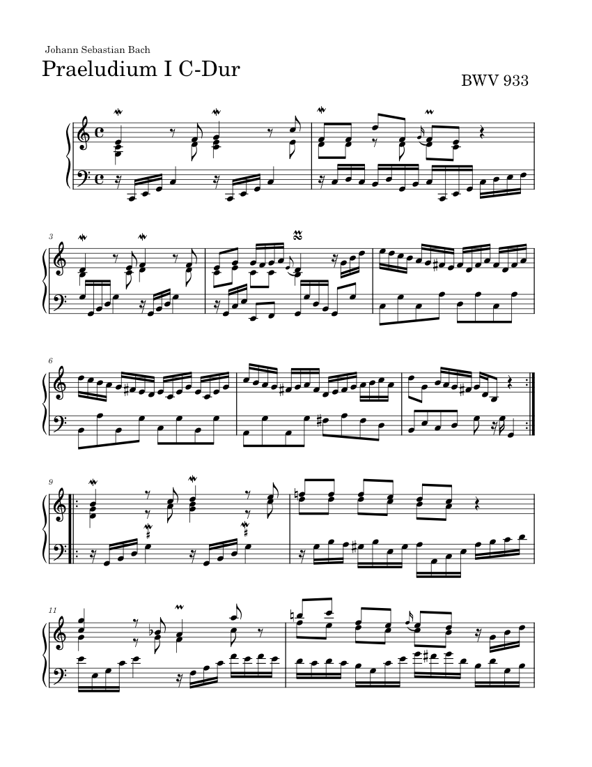 Prelude in C major, BWV 933 – Johann Sebastian Bach Praeludium_1_C-Dur ...