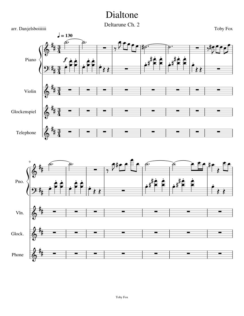 Dialtone Cover Sheet music for Piano, Flute, Glockenspiel, Violin ...