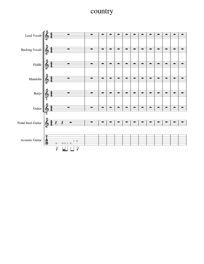 country Sheet music for Vocals, Violin, Guitar, Mandolin & more ...